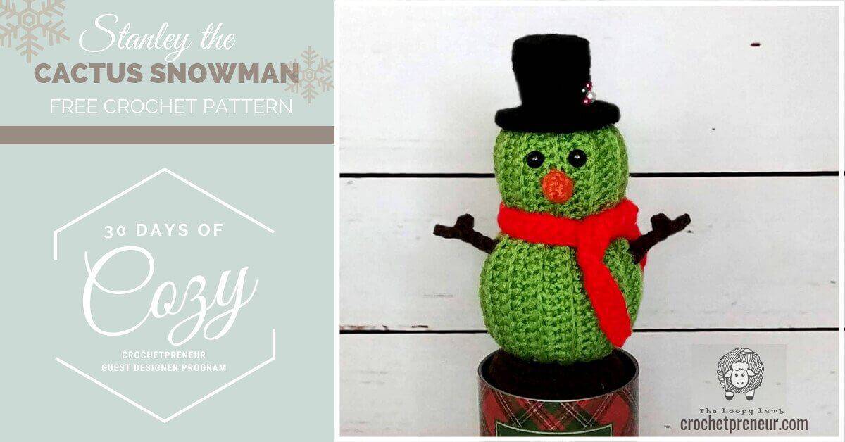Stanley the Cactus Snowman Crochet Pattern - Made with a Twist